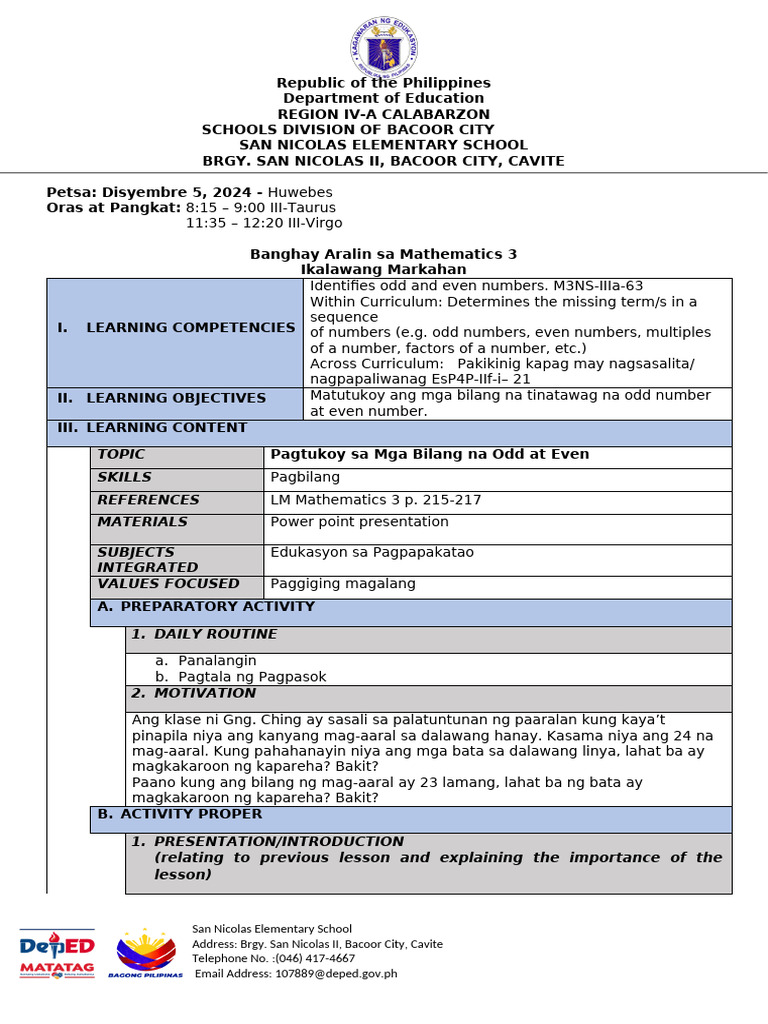 Math-3-Quarter-3-Week 1-Dec 5 | PDF