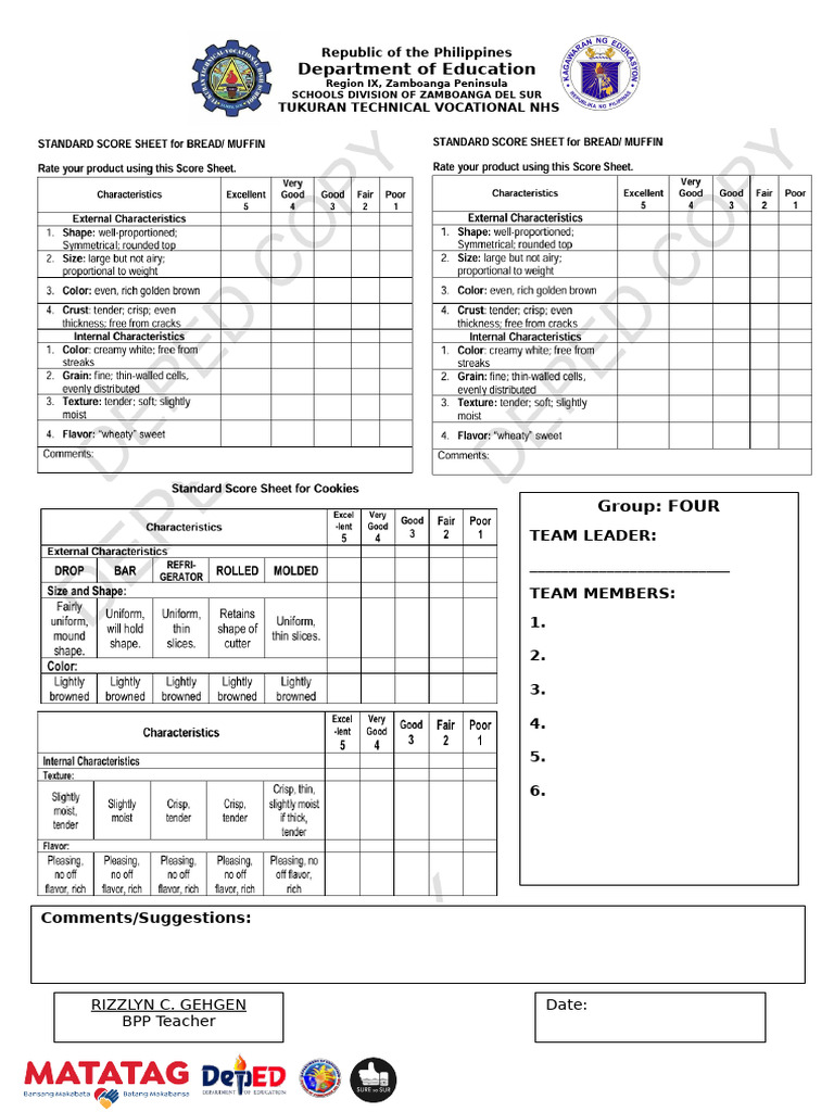 Rating Sheet-Bread | PDF