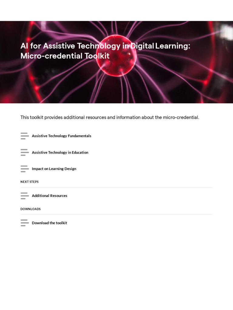 AI For Assistive Technology in Digital Learning Toolkit | PDF | Speech ...