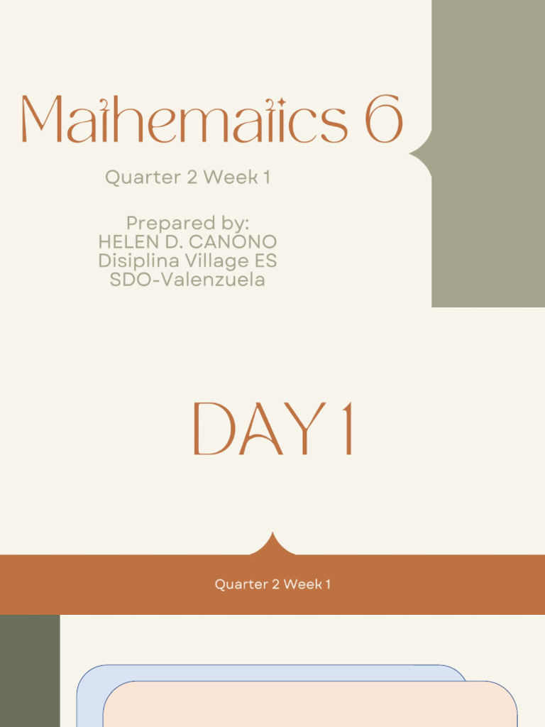 MATH 6 Q2 WEEK 1 - Shared to DTC by Ma'Am Helen D. Canono | PDF | Ratio
