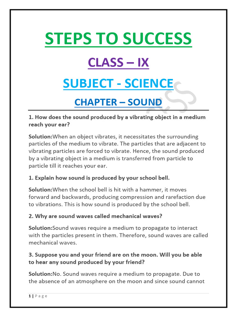 SOUND (CLASS - IX) | PDF | Sound | Frequency