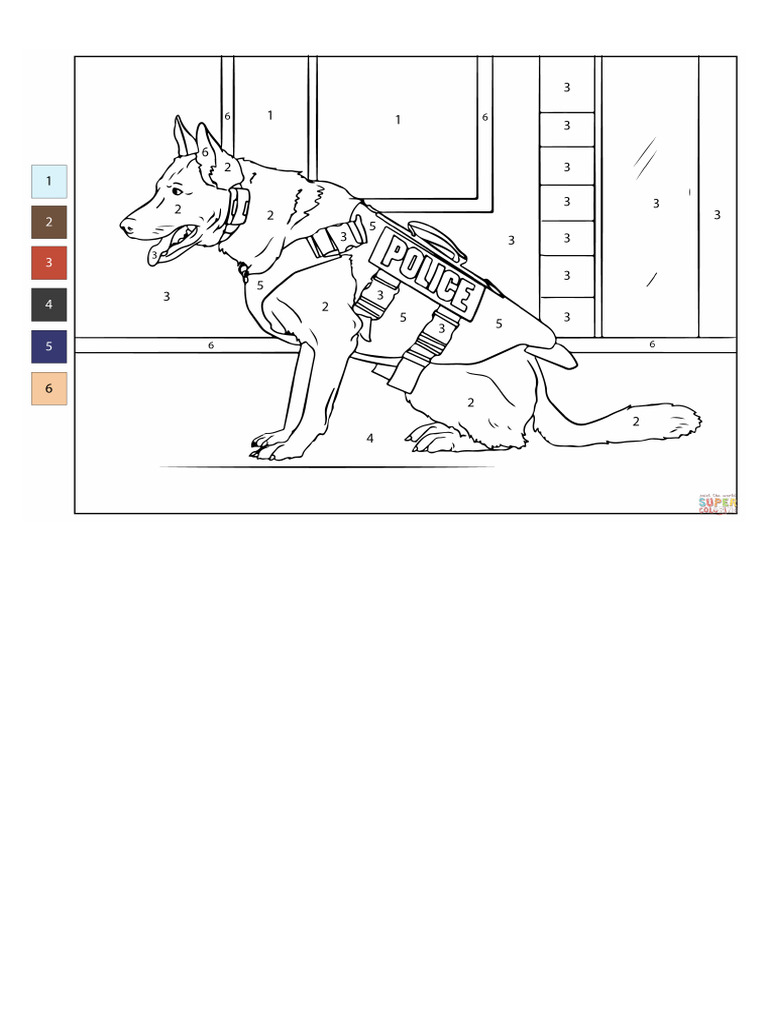 Color by Number: K-9 Police Dog Coloring Page - Free Printable Coloring ...