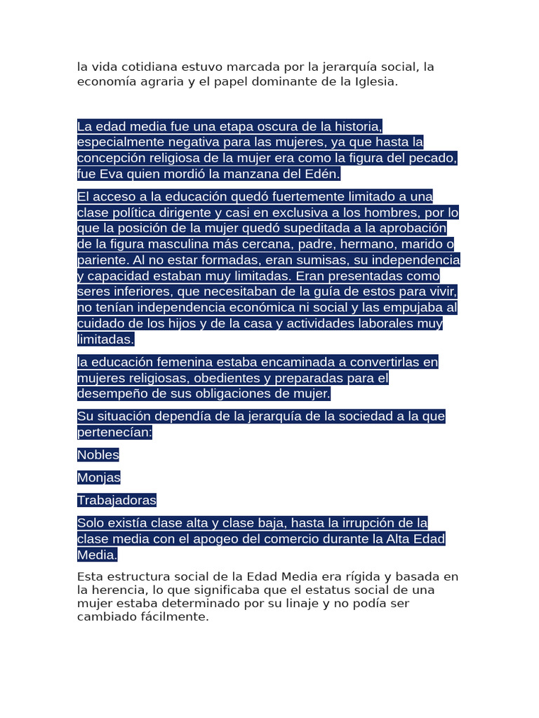 La Mujer en La Edad Media | PDF | Mujer | Igualdad de género