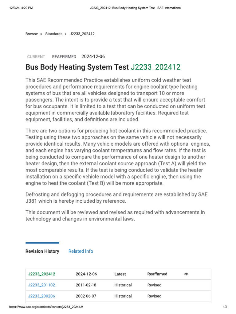 Bus Body Heating System Test | PDF