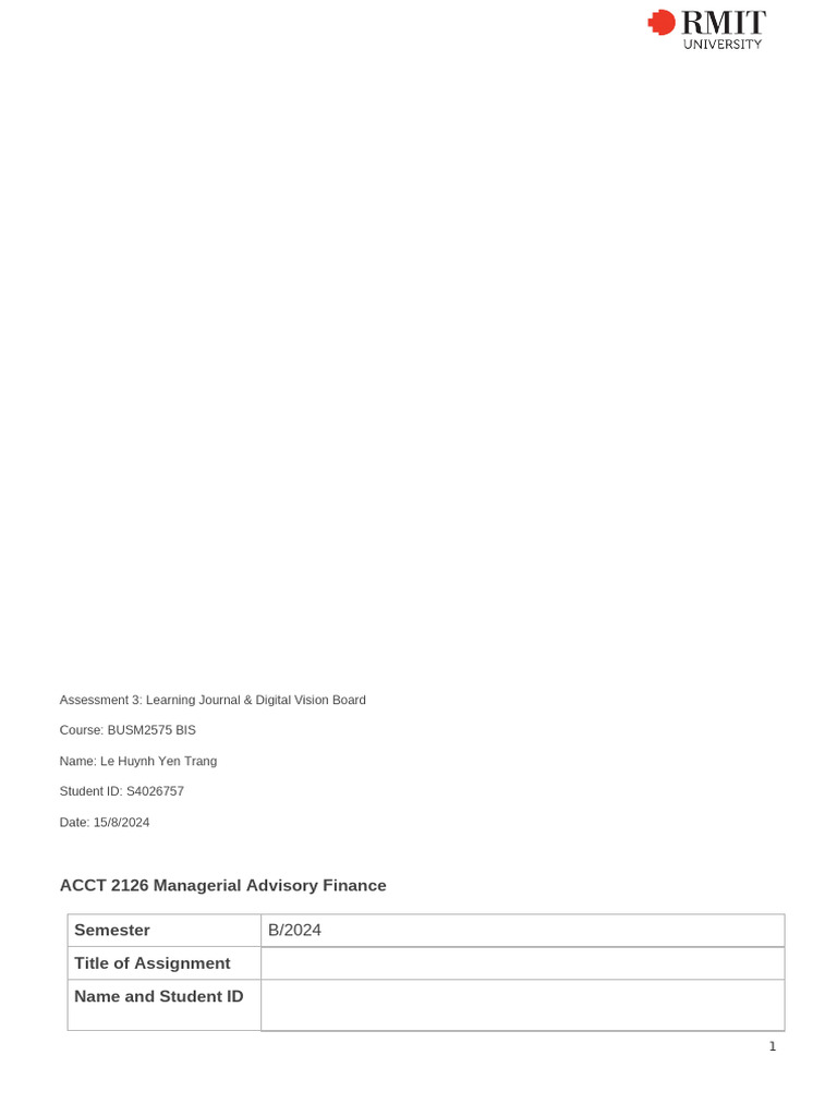 Assignment Cover Page and Statement of Authorship | PDF