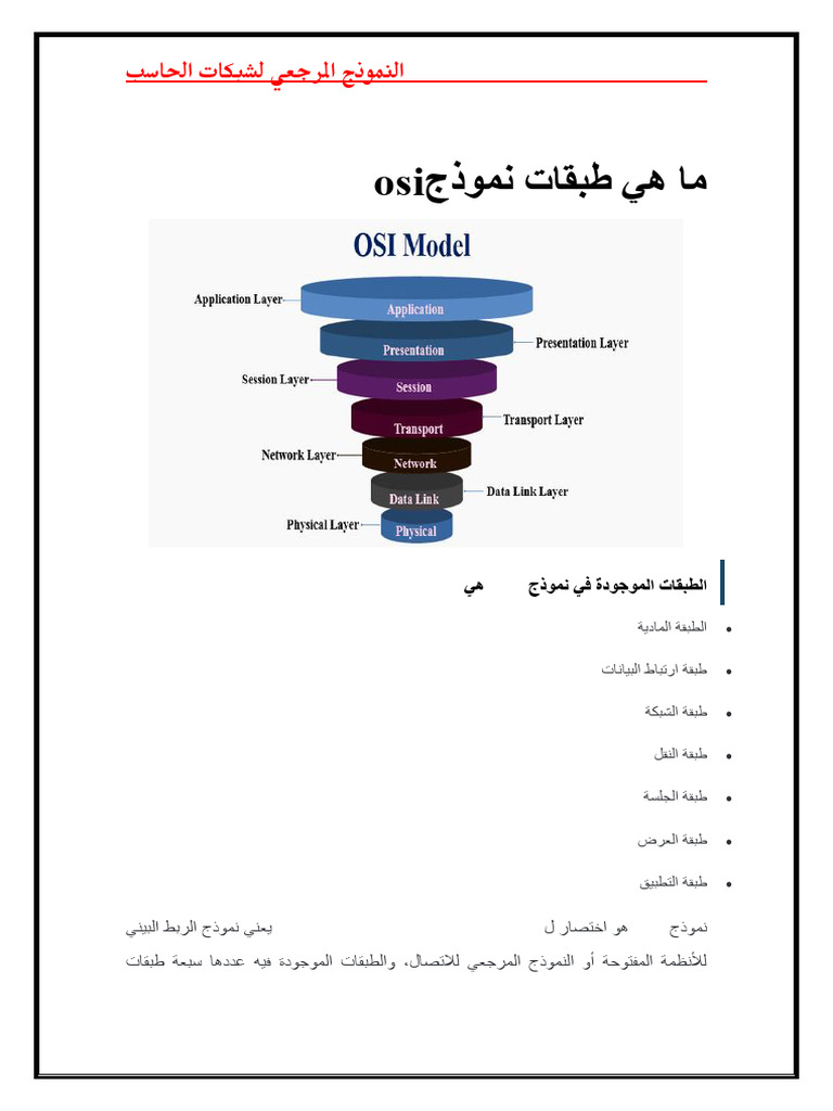 ما هي طبقات نموذج Osi | PDF