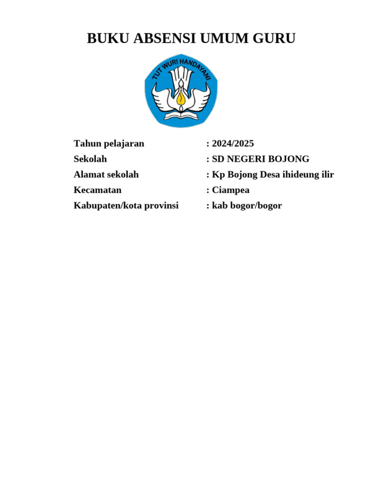 Buku Absen Umum Guru SD 2024/2025 | PDF
