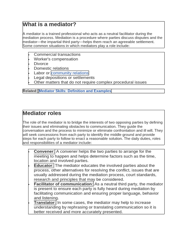 Role of mediator | PDF | Mediation | Communication
