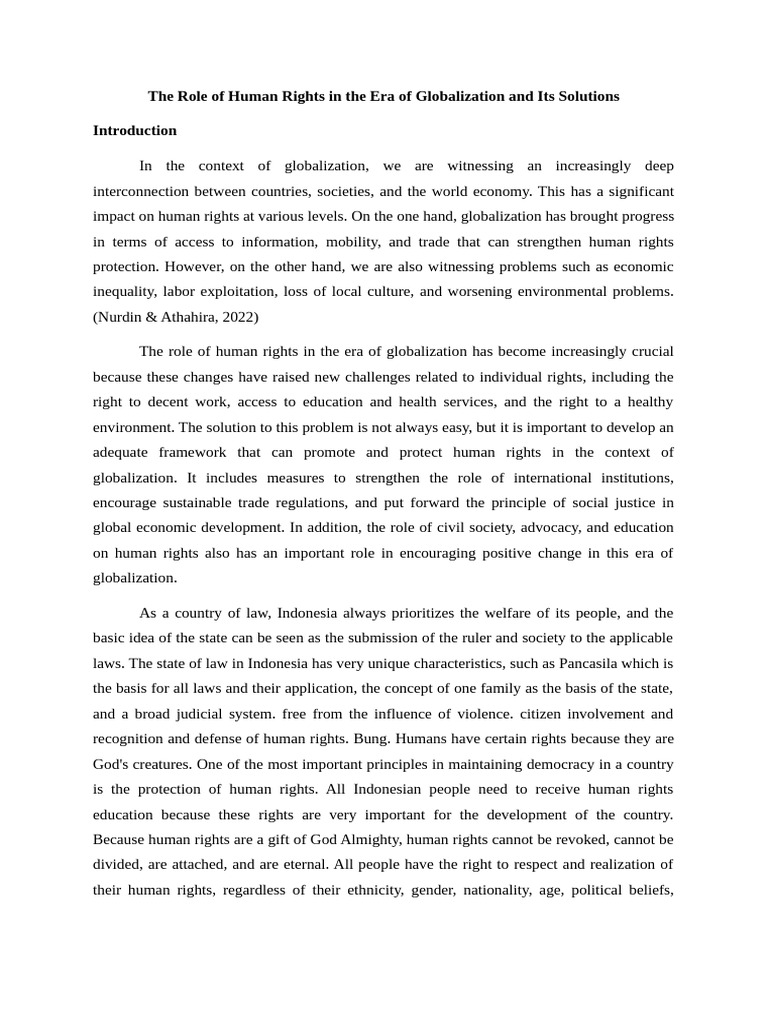 The Role of Human Rights in The Era of Globalization and Its Solutions ...