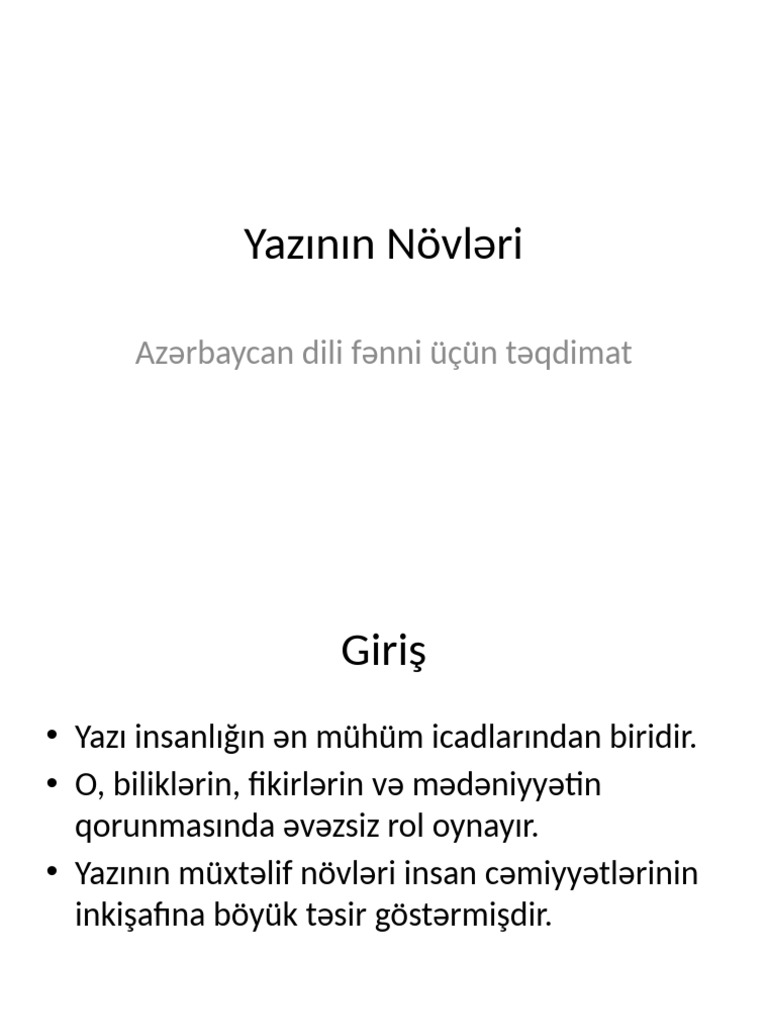 Yazinin Novleri Prezentasiya | PDF