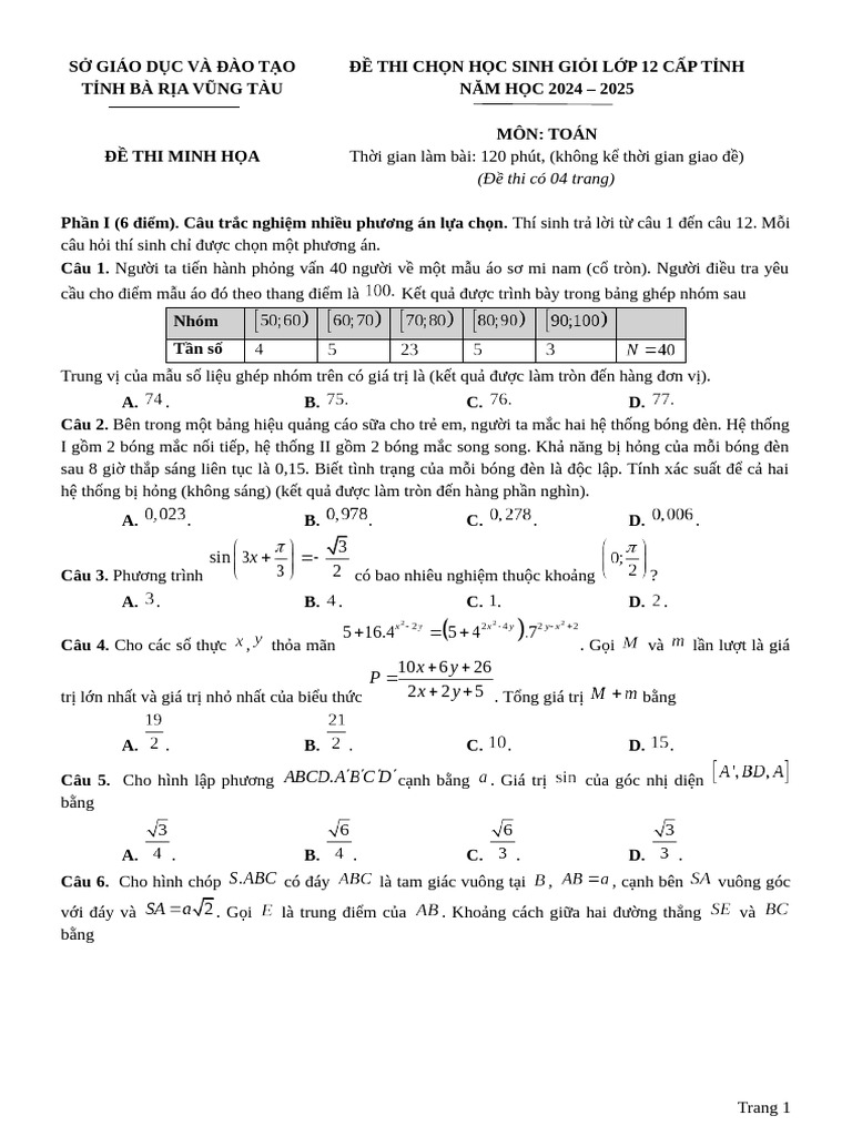 Minh Họa Toán Hsg 12 | PDF