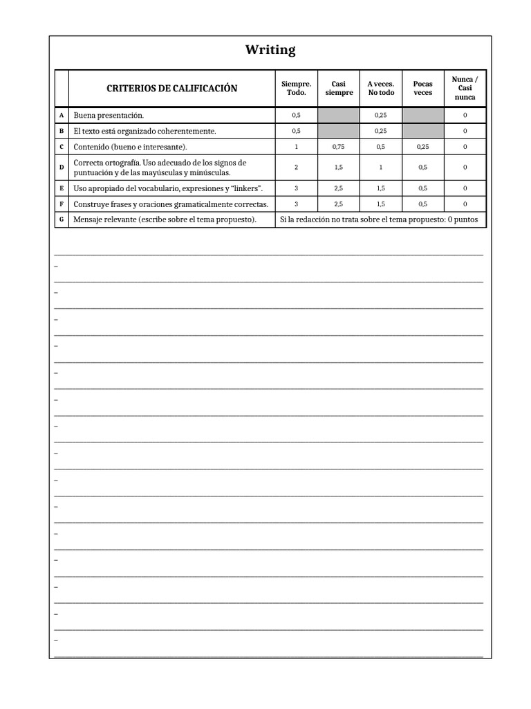 Writing Template Eso | PDF | Comunicación humana | Tipografía