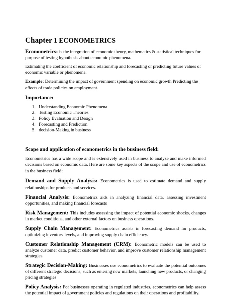 ECONOMETRICS Chapter 1,2 | PDF | Econometrics | Regression Analysis
