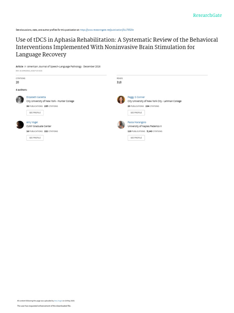 TDCS in Aphasiarehabilitation... 2016 | PDF | Aphasia | Neuroscience