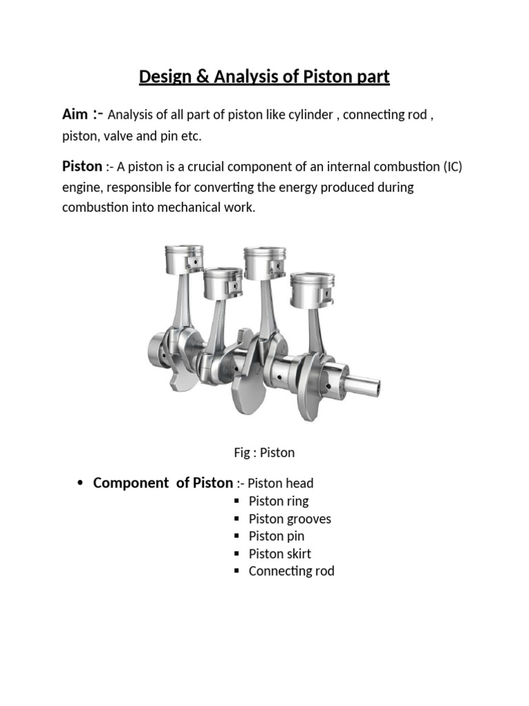 Design and Analysis of Piston | PDF | Piston | Engine Technology