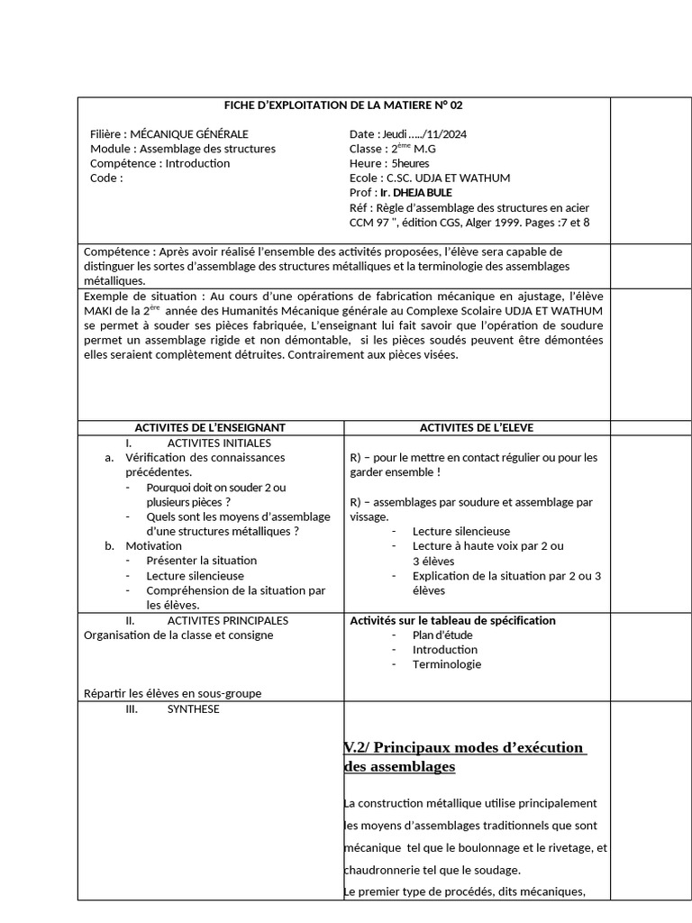 FICHE 3 assemblage | PDF | Vis de fixation | Ingénierie mécanique