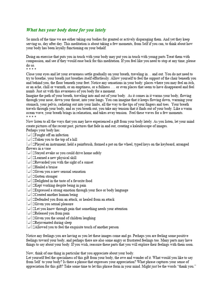 what-body-handout | PDF | Feeling | Shame