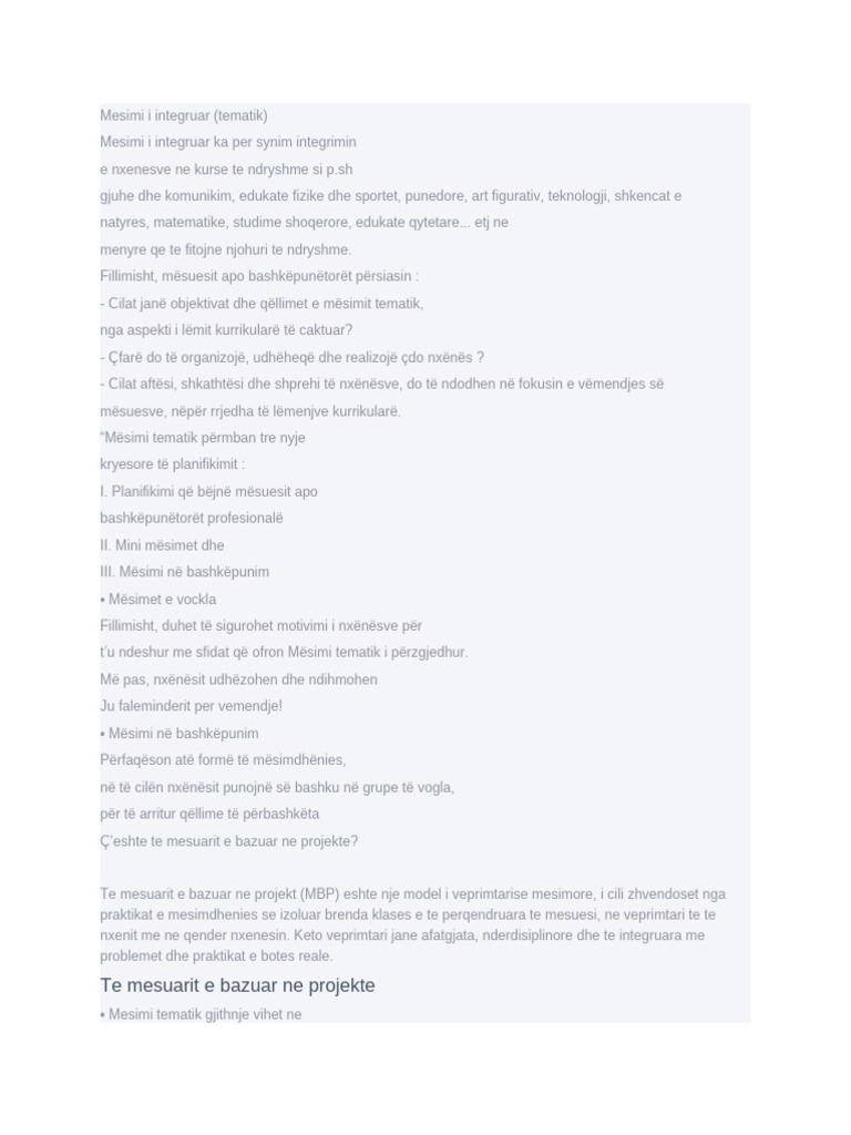 Mesimi I Integruar Tematik | PDF