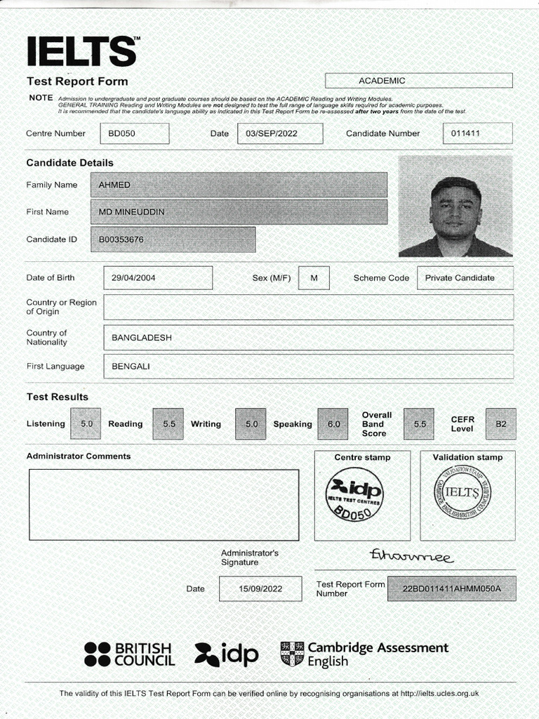 IELTS Certificate PDF Output | PDF | International English Language ...