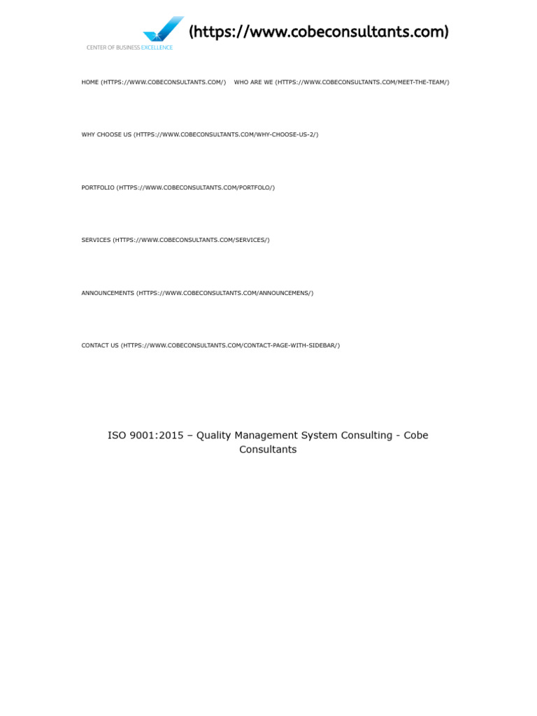 ISO 9001 - 2015 - Quality Management System Consulting - Cobe ...