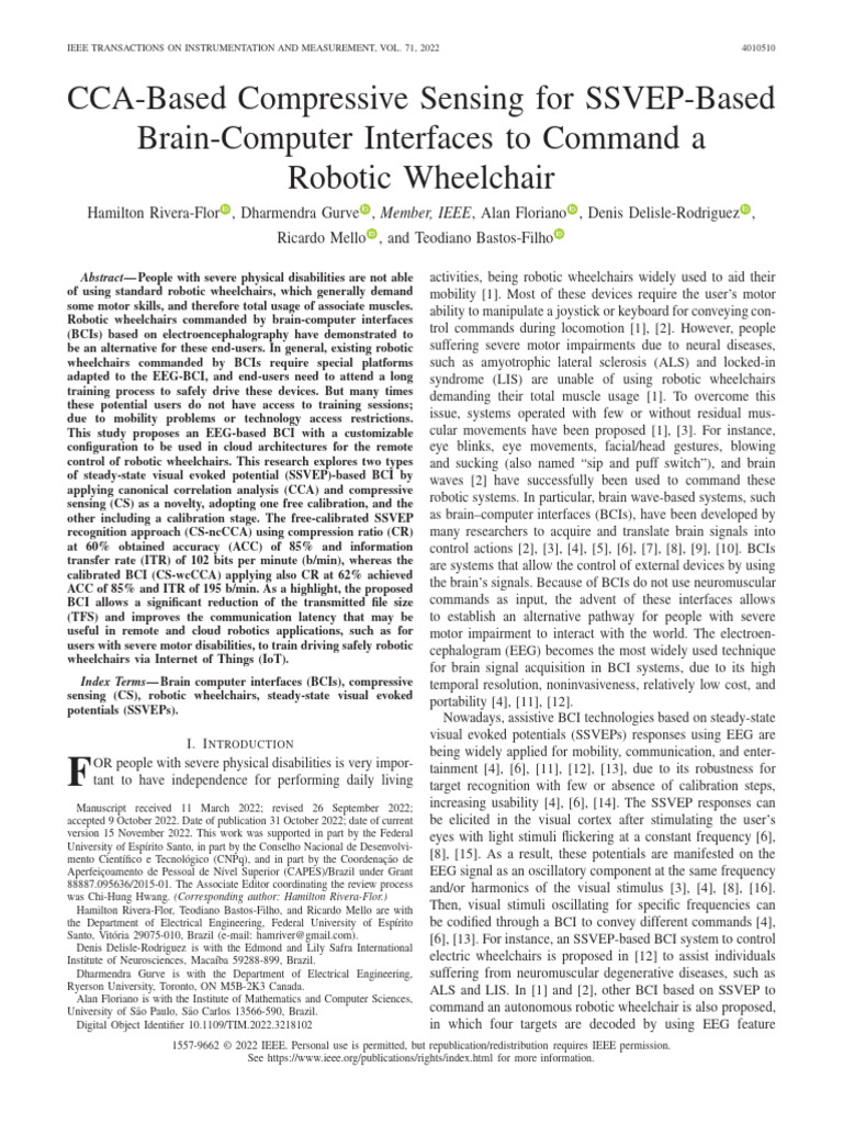 CCA-Based Compressive Sensing For SSVEP-Based Brain-Computer Interfaces To Command A Robotic ...