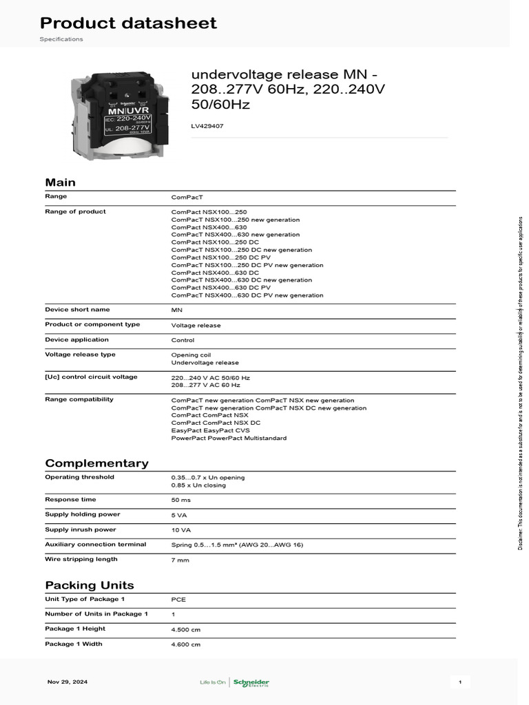 Schneider Electric ComPact-NSX-NA LV429407 | PDF | Direct Current ...