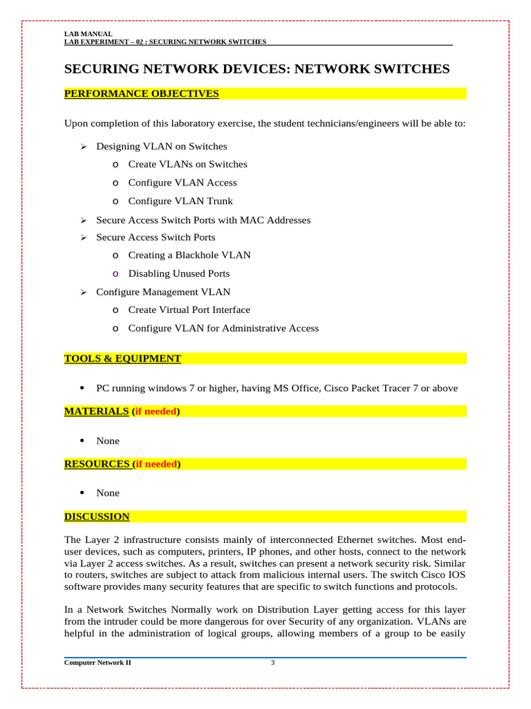 Net-461 - Lab Part 02 | PDF | Computer Network | Network Switch