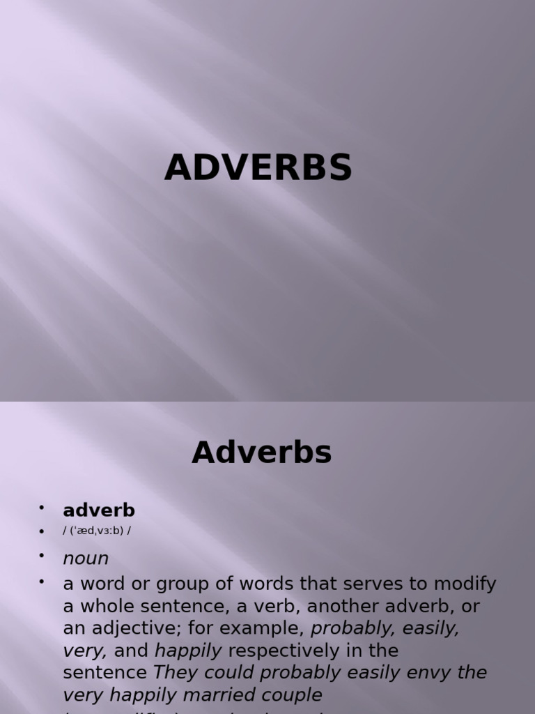 Adverbs Ppt | PDF | Adverb | Verb