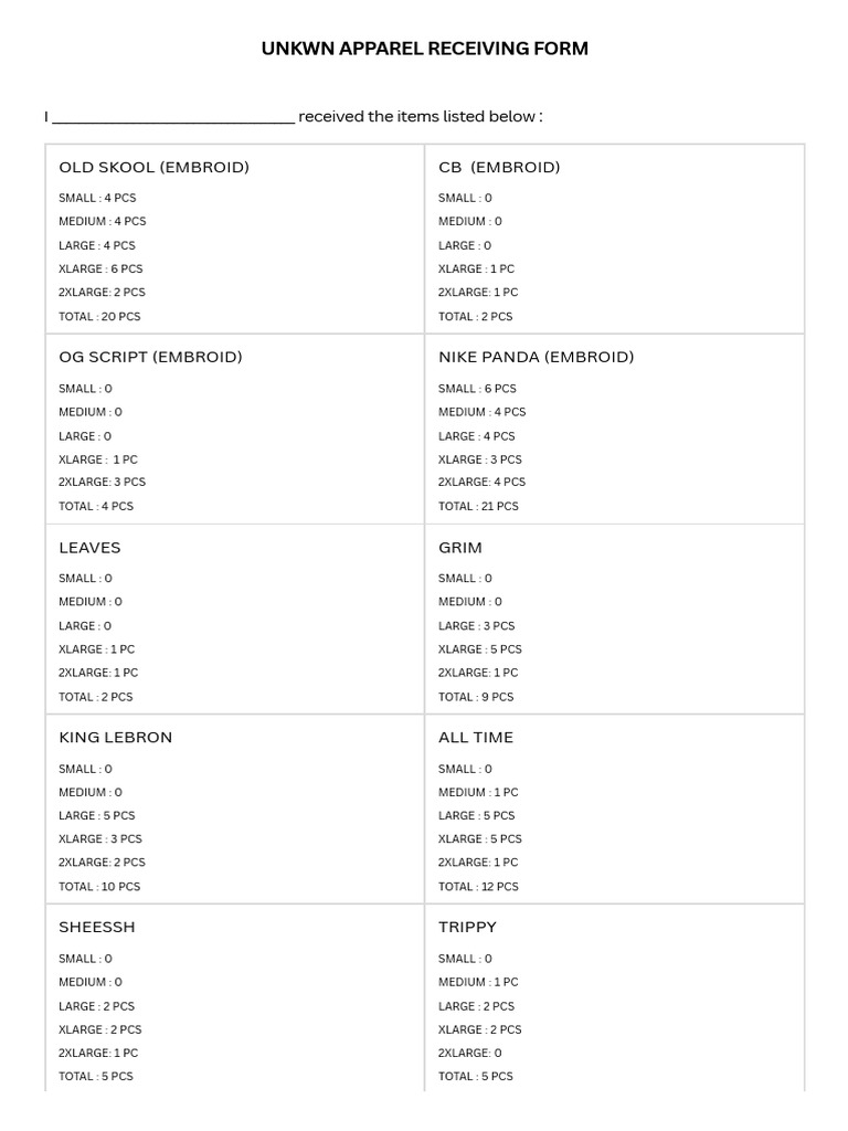 Kuya Adrieh Receiving Form | PDF