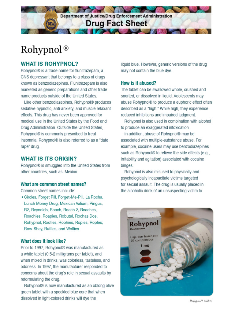 Rohypnol 2022 Drug Fact Sheet | PDF | Social Aspects Of Psychoactive ...