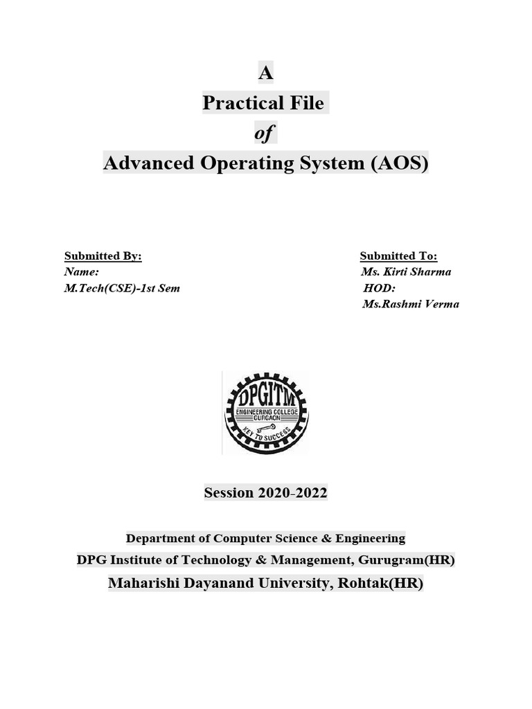 AOS M Tech CS Lab Manual (1) (2) | PDF | Unix | Shell (Computing)