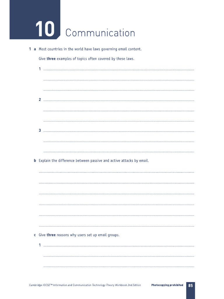 Workbook Questions - Communication | PDF