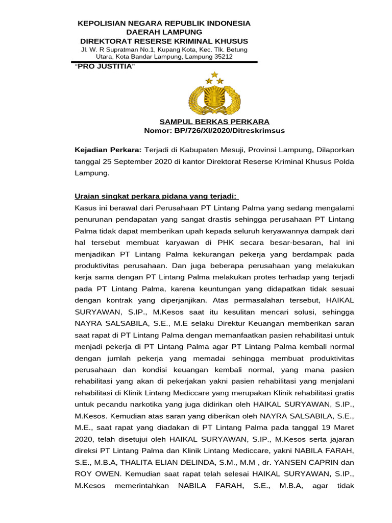 Sampul Berkas Perkara | PDF