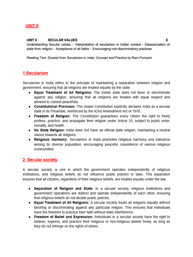 Unit 2-1 | PDF | Secularism | Discrimination