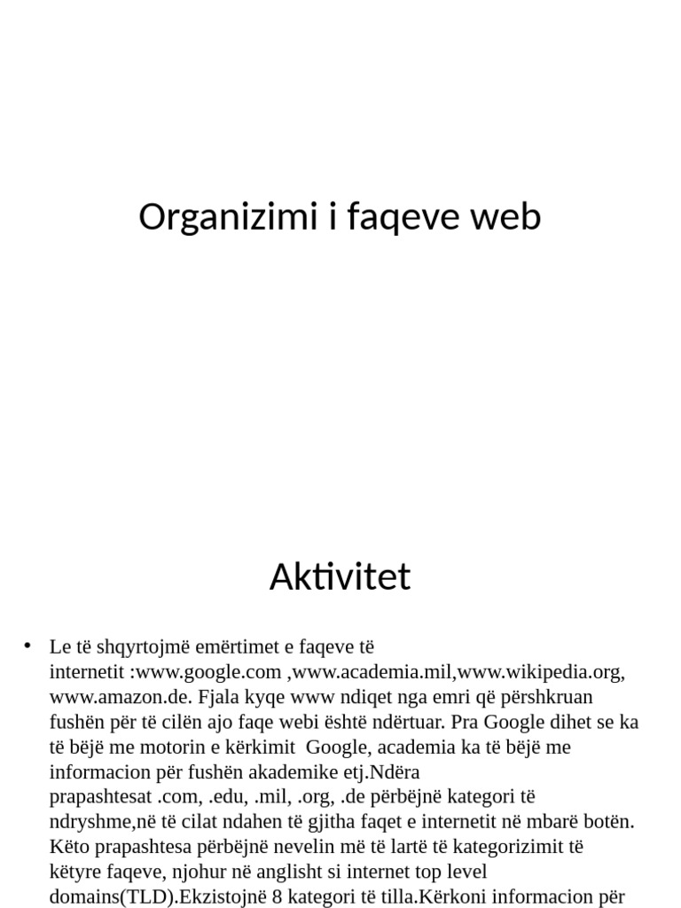 Organizimi i Faqeve Web | PDF