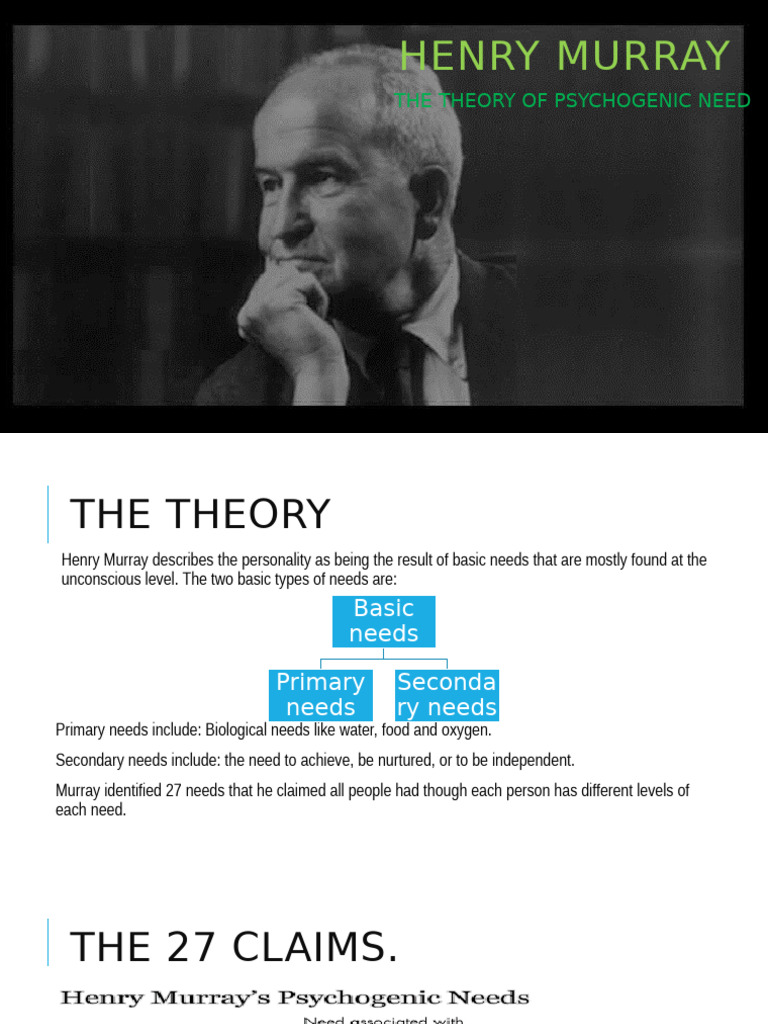 Henry Murray - Psychogenic Needs. | PDF