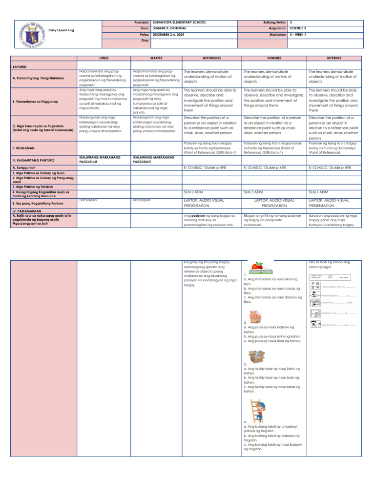 DLL Science Q3 W1 | PDF
