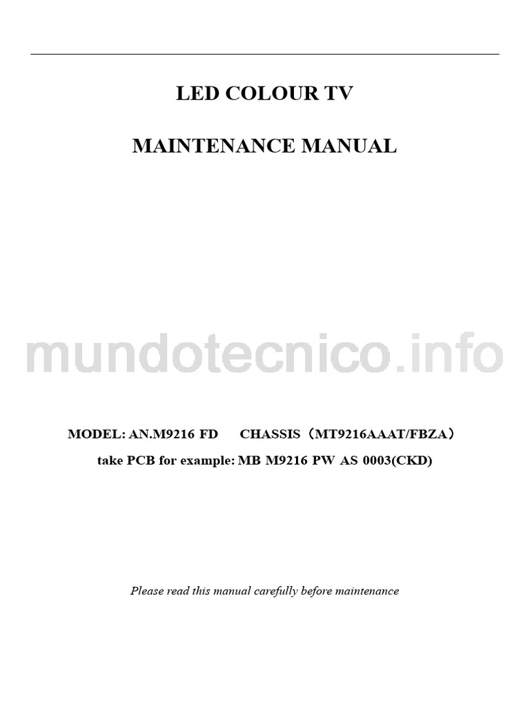 Led Colour TV Maintenance Manual | PDF | Hdmi | Power Supply