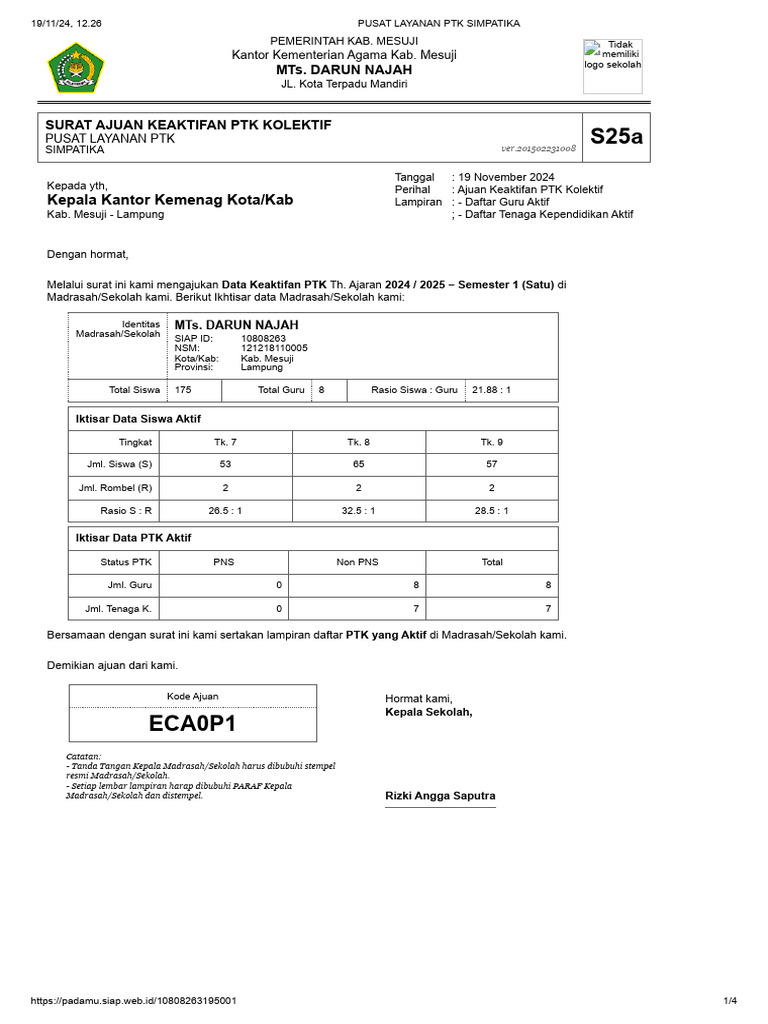 Ajuan S25a Mts Darun Najah 2024 | PDF
