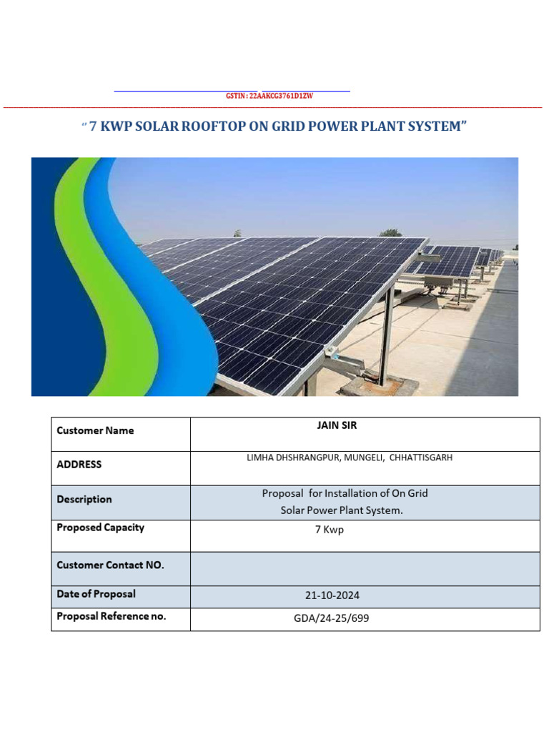 Quotation For Jain Sir 7 KW 699 | PDF | Solar Panel | Photovoltaics