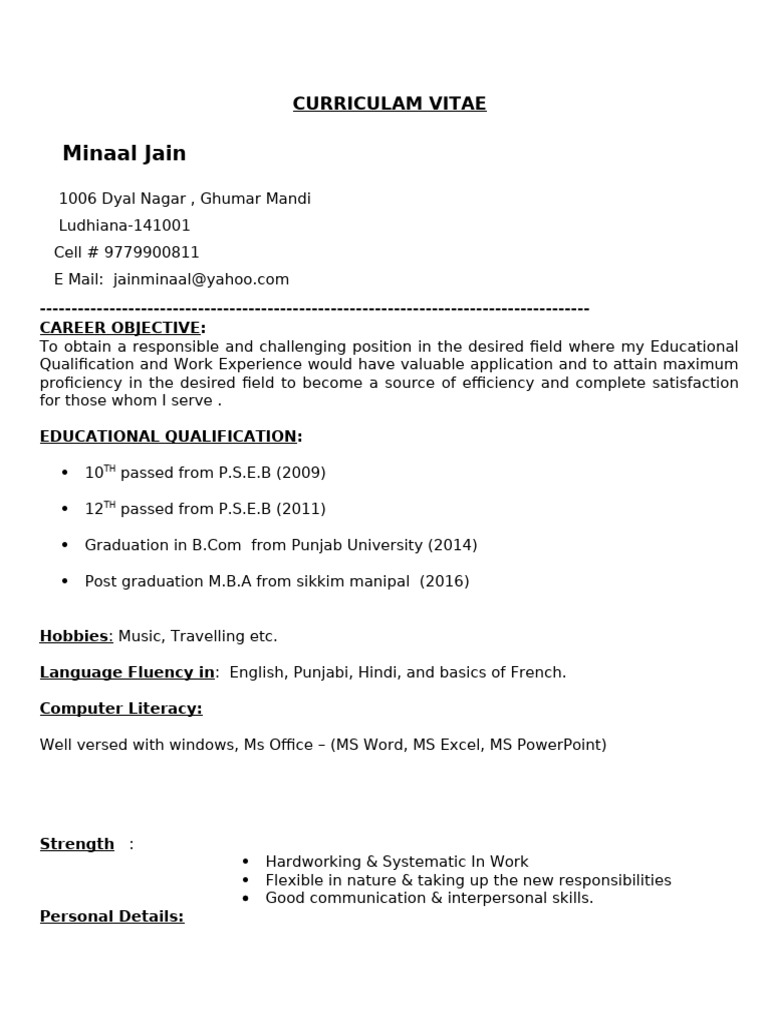 Minaal Resume | PDF
