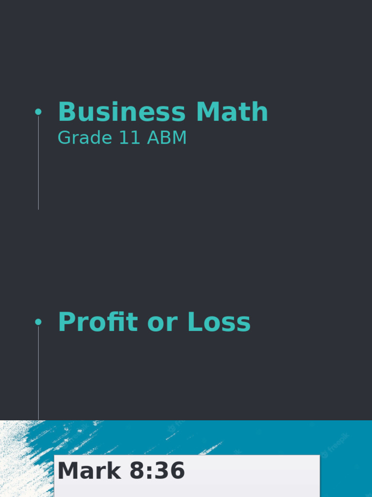 Business Math Week 4 | PDF | Expense | Profit (Economics)