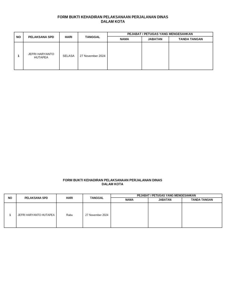 Form SPPD Perjadin PTPS | PDF