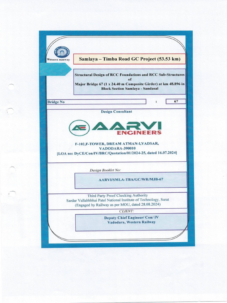Major Bridge No. 67 Structural Design Samlaya - Timba GC Project | PDF