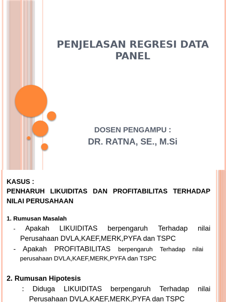 PERT-11a PENJELASAN REGRESI DATA PANEL[1] | PDF