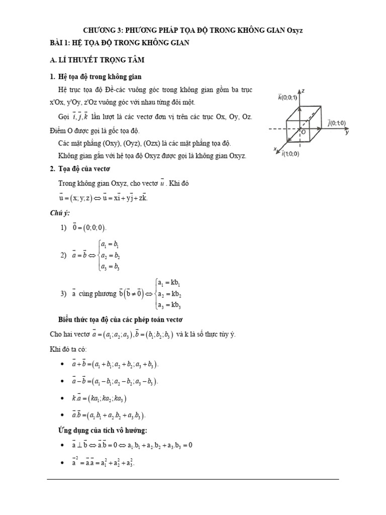 Cac Dang Bai Tap Vdc He Toa Do Trong Khong Gian | PDF