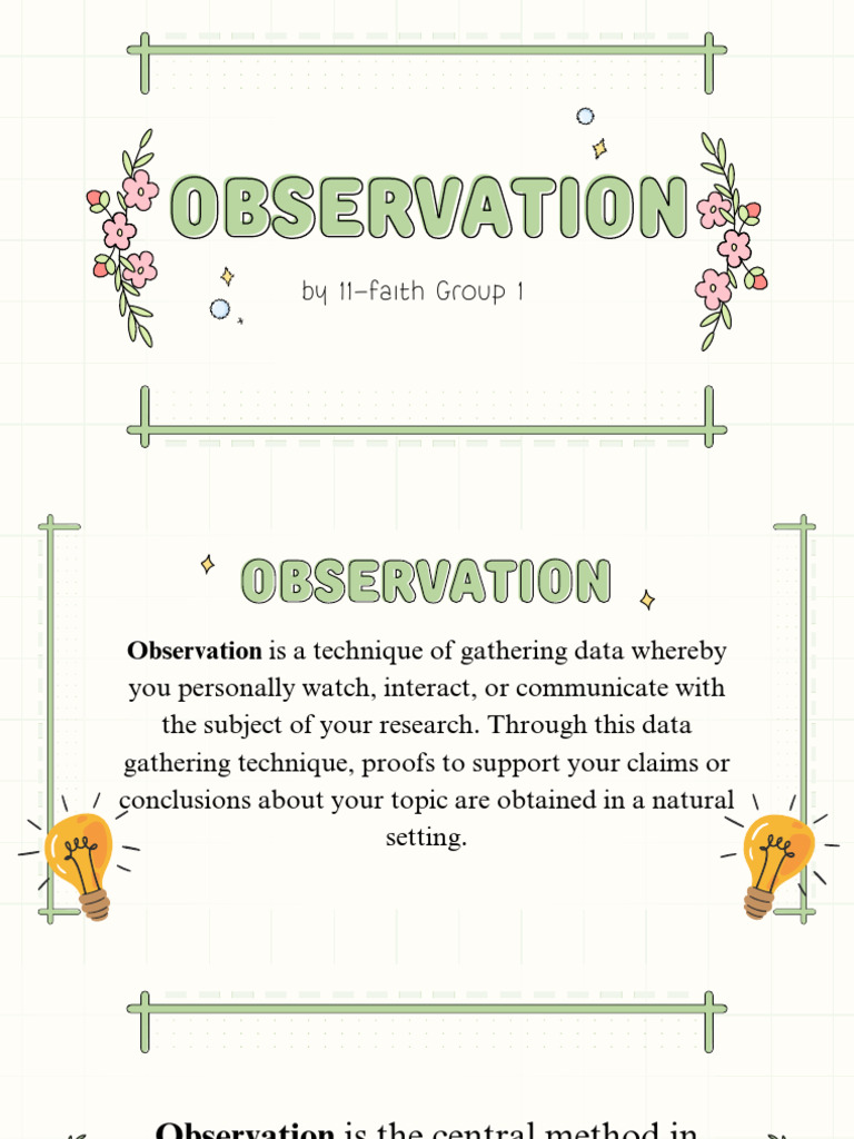 Types and Methods of Observation in Research | PDF | Observation ...