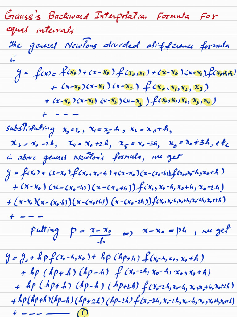 Gauss Interpolation Backward | PDF