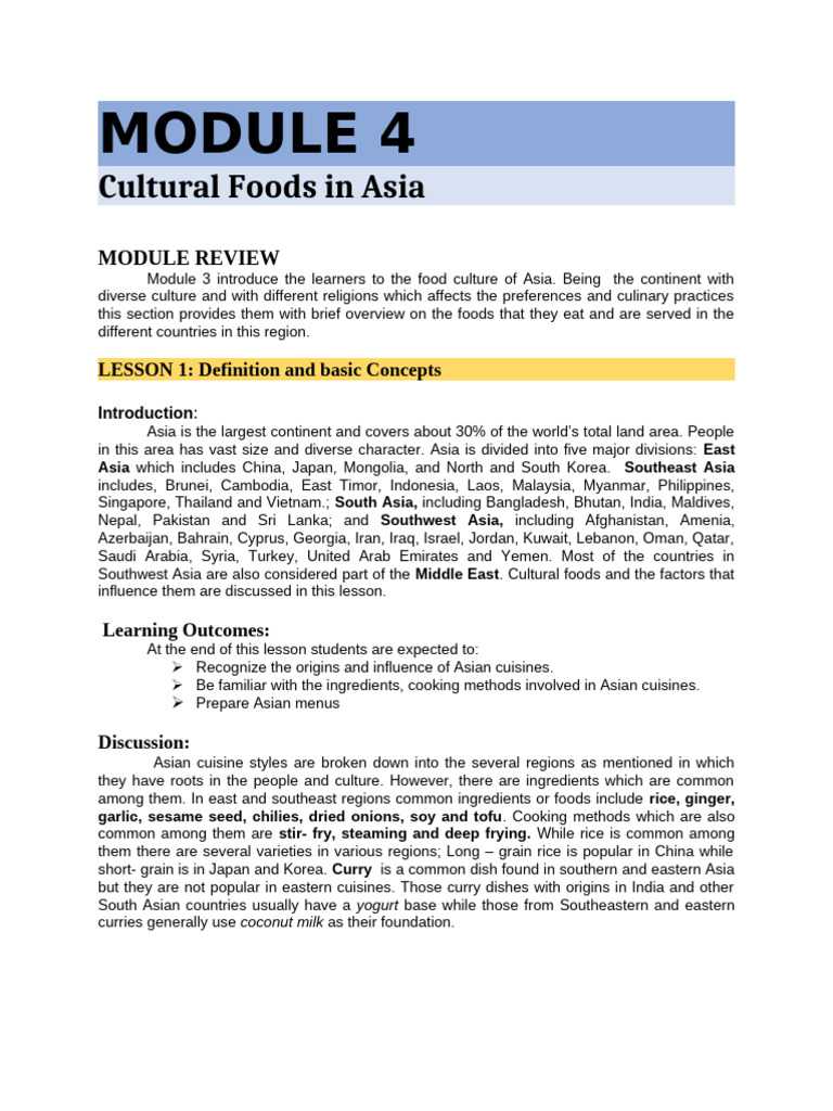 Cultural Foods of Asia Overview | PDF | Thai Cuisine | Indonesian Cuisine
