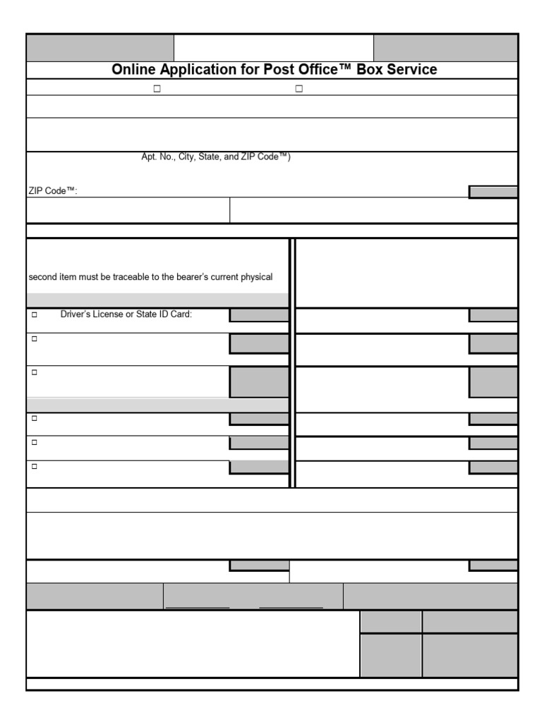 Post Office Box Service Application Form | PDF | Identity Document ...